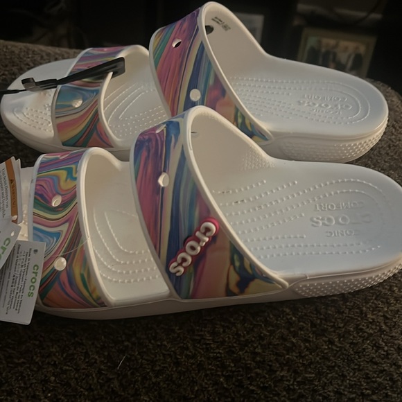 CROCS | Shoes | Crocs Multi Color With White Sole | Poshmark